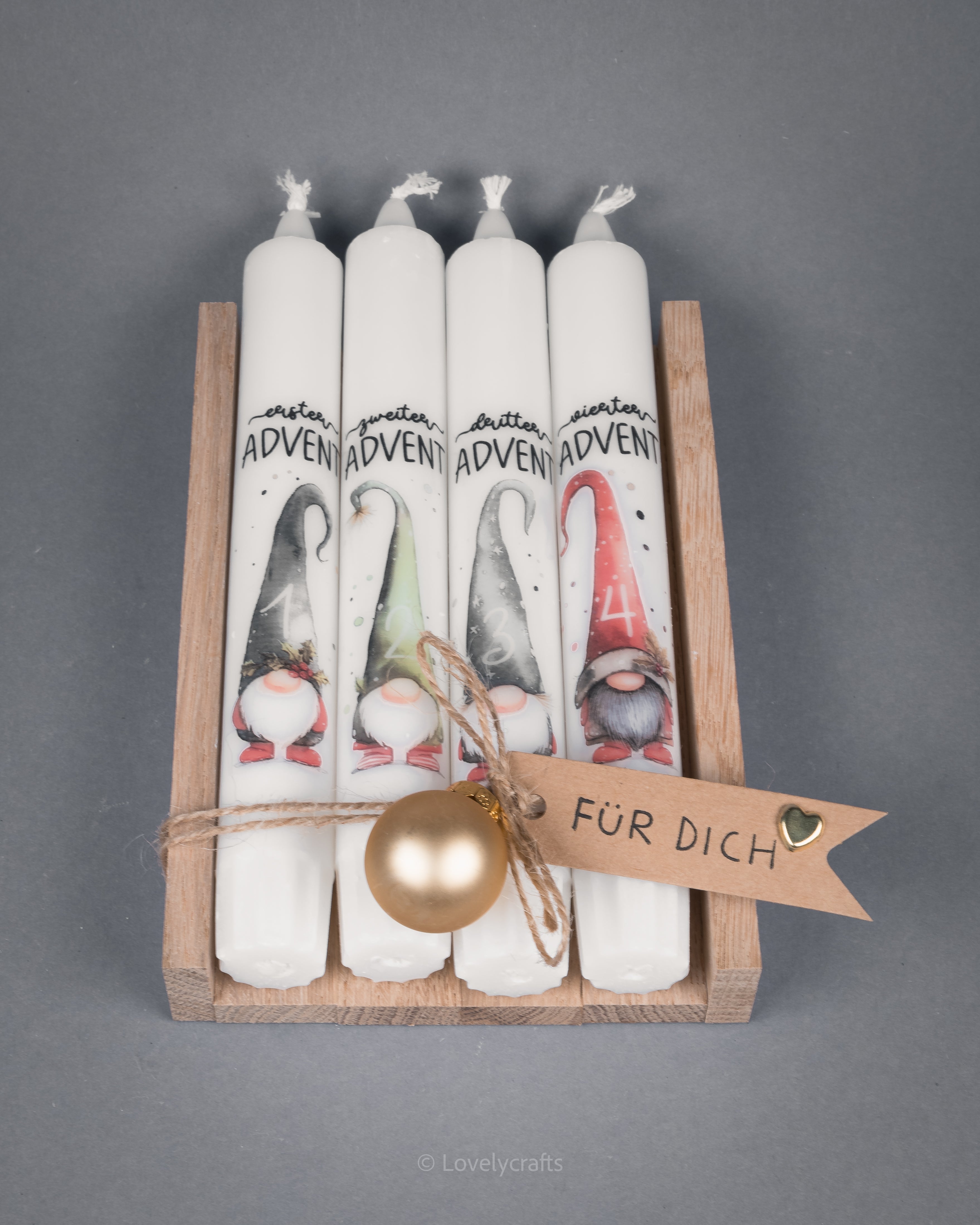 Kerzenset Adventkranzkerzen Wichtel – Lovely crafts by maria